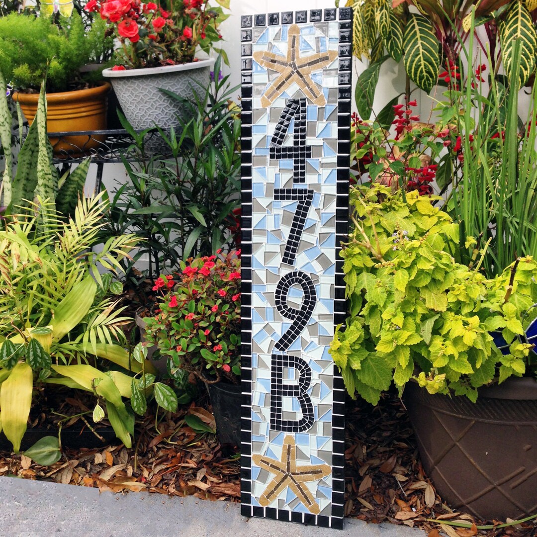 Address Sign for Apartment, Mosaic Address Plaque With Letters and ...