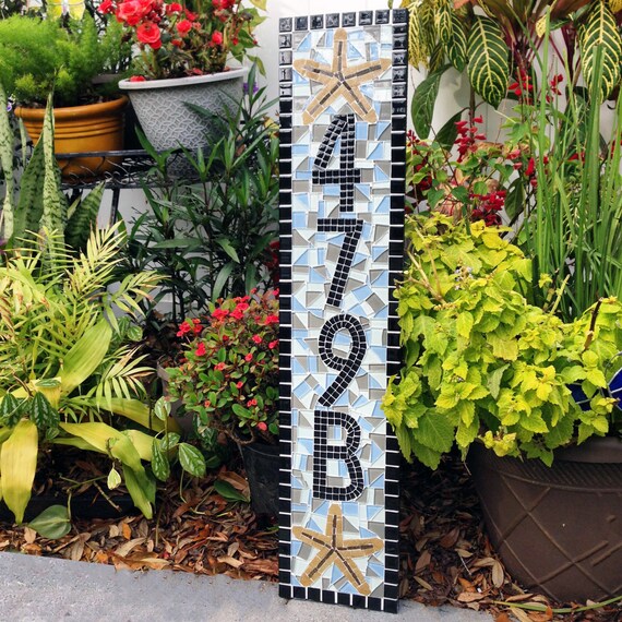 Address sign for Apartment Mosaic Address Plaque with Letters | Etsy