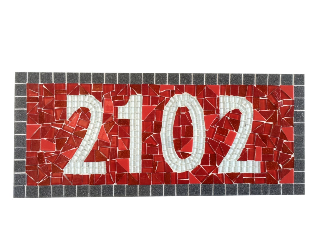 Red Address Sign / Mosaic Address Plaque / House Number Sign / Custom ...
