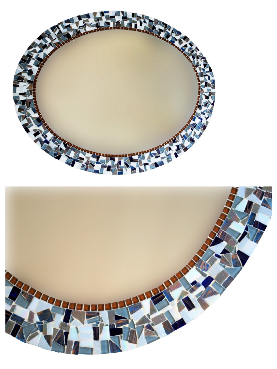 Blue and Gray Oval Mosaic Wall Mirror - Etsy