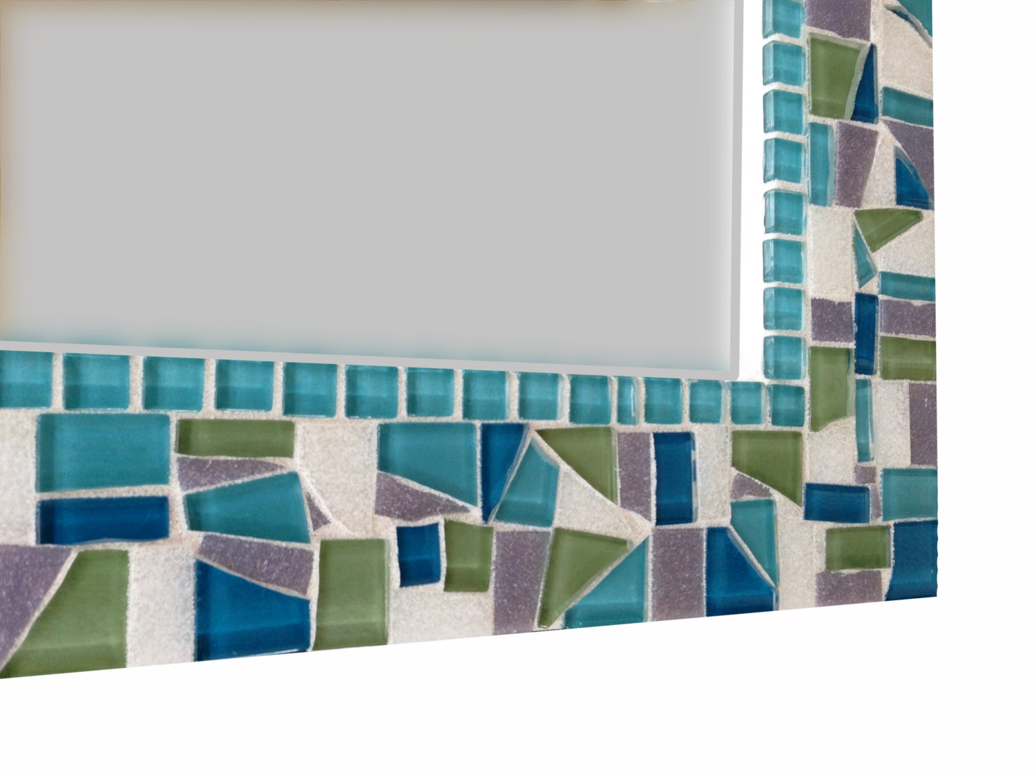 Large Rectangular Wall Mirror, Mosaic Mirror, Aqua Green Gray - Etsy