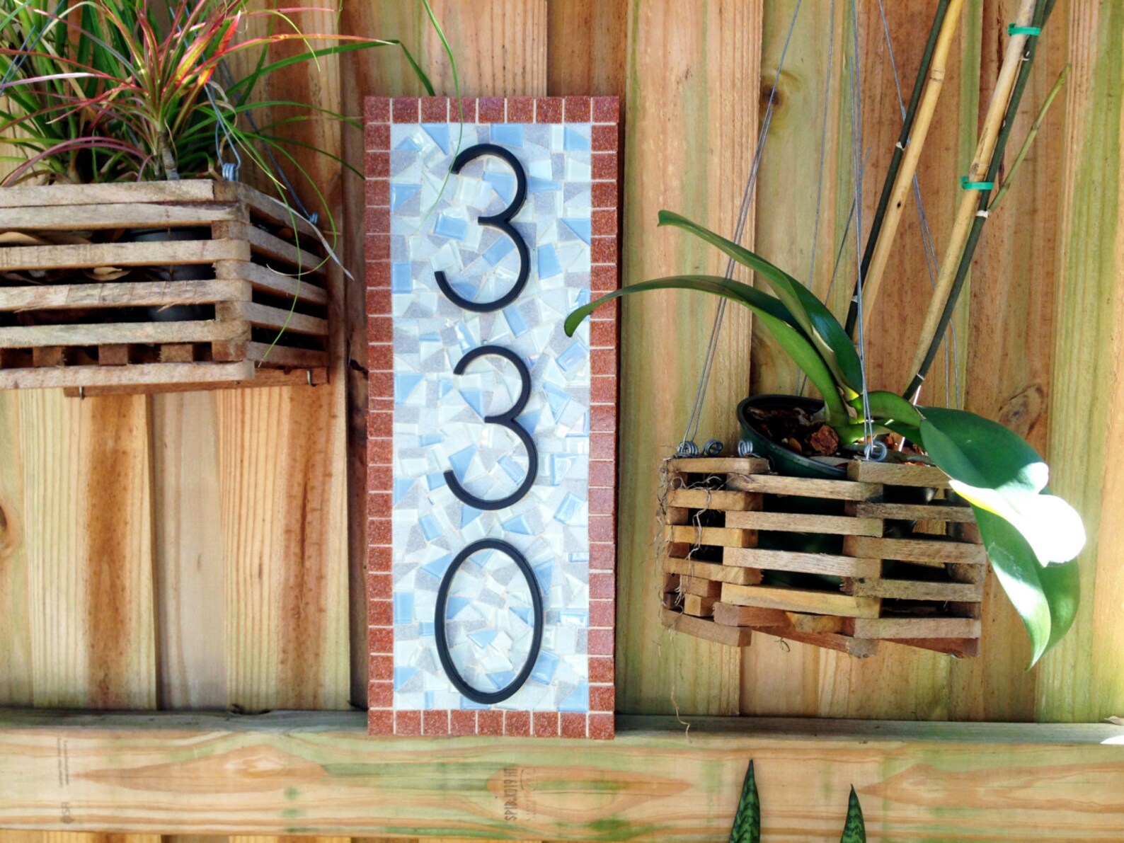 Address Sign, House Plaque, Outdoor Numbers - Coral Blue Gray - Etsy