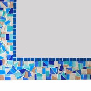 Blue Mosaic Mirror // Bathroom Decor // Handcrafted Wall Art - Etsy