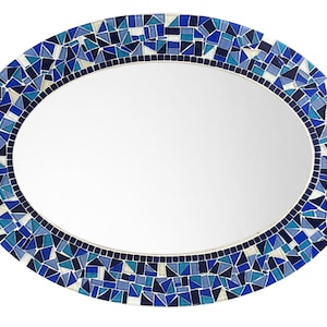 Blue Wall Mirror, Oval Mosaic Mirror - Etsy