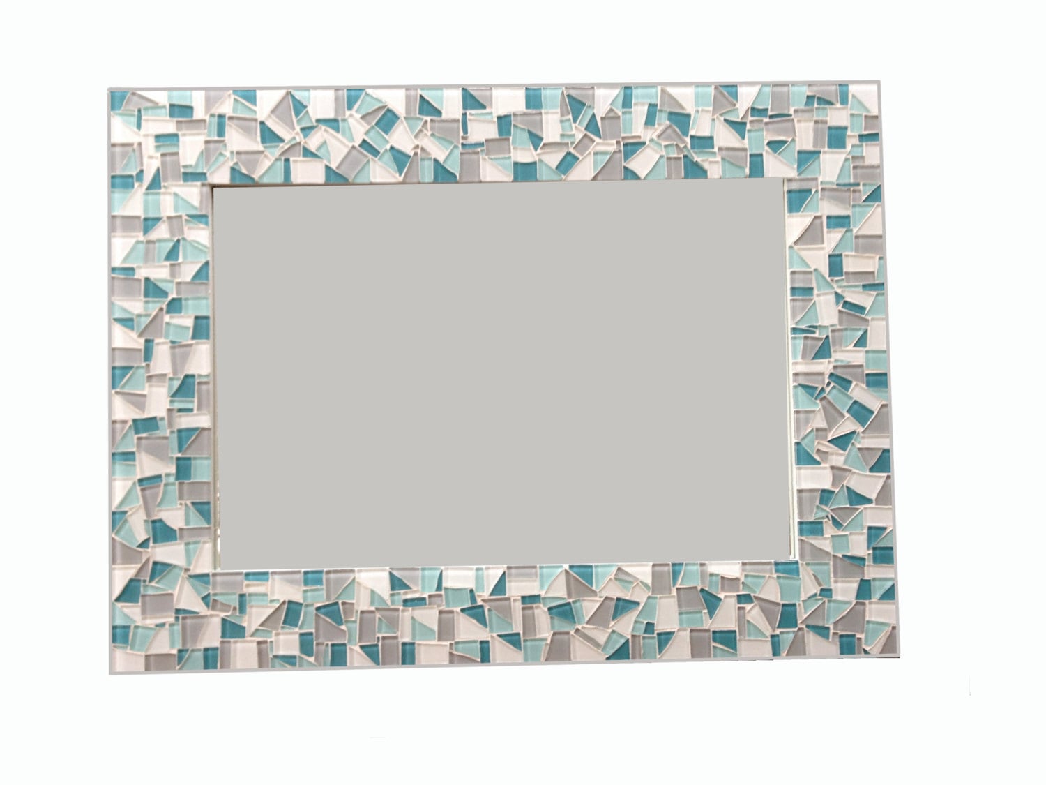 Mosaic Mirror in Gray Aqua White / Neutral Wall Mirror / - Etsy