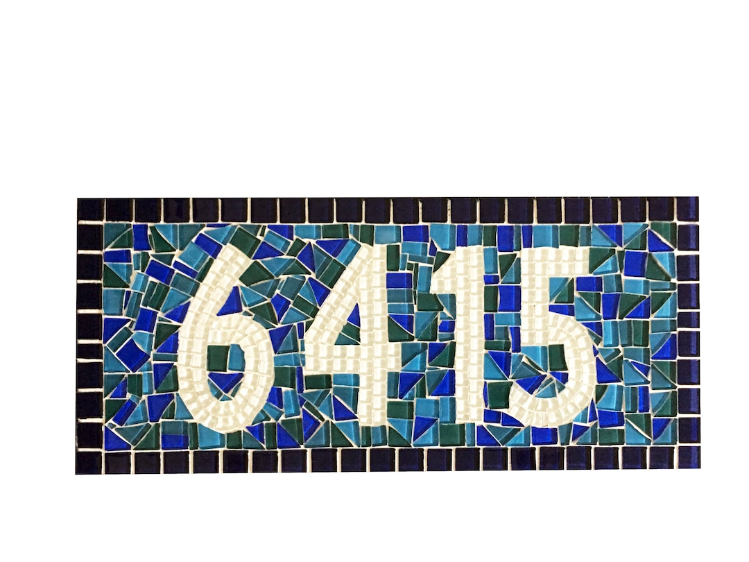 Outdoor Mosaic Address Sign, Blue Address Plaque, House Marker - Etsy