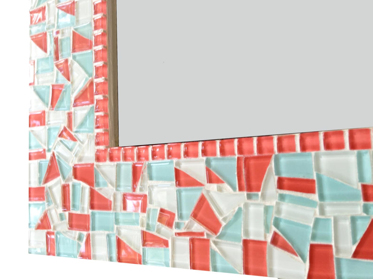 Mosaic Wall Mirror Aqua Coral White - Etsy