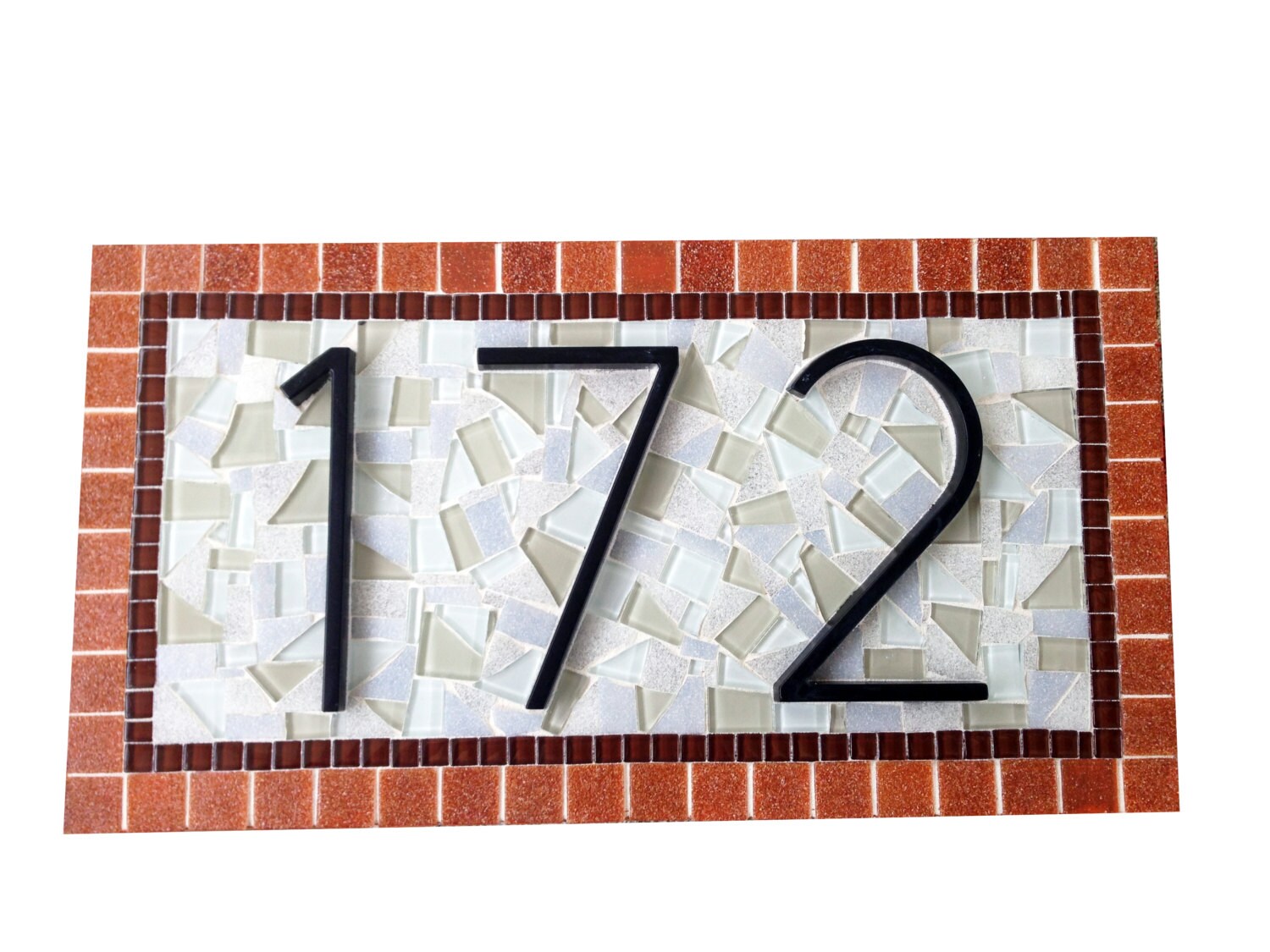 Mosaic Address Sign Brick and White Black Metal Numbers - Etsy