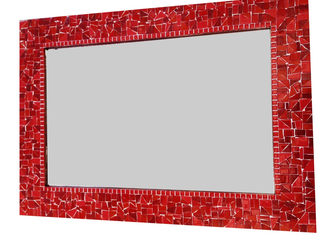 Red Wall Mirror, Rectangular Mirror, Mirror Decor, Mosaic Mirror - Etsy