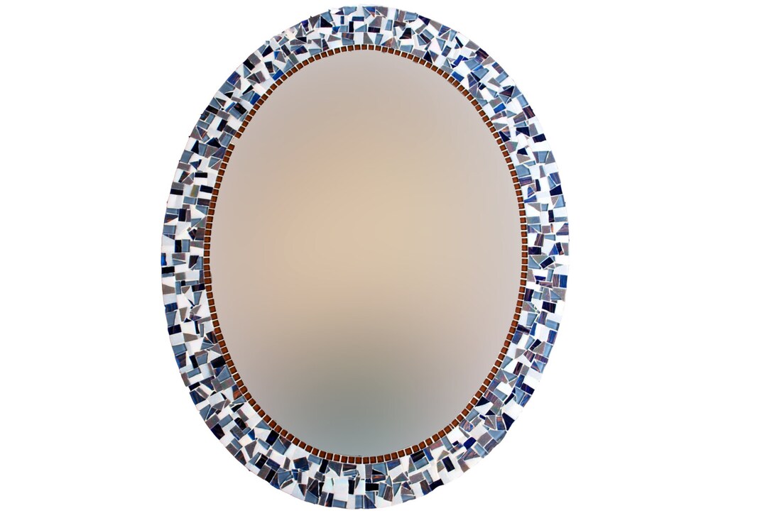 Blue and Gray Oval Mosaic Wall Mirror - Etsy