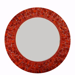 Red Mosaic Mirror, Round Mirror, Wall Mirror, Red Home Decor - Etsy