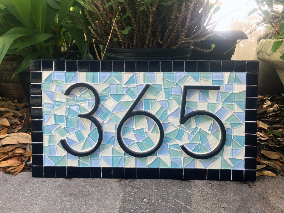 Address Sign, House Number Sign, Beach House, Unique Address, Mosaic ...