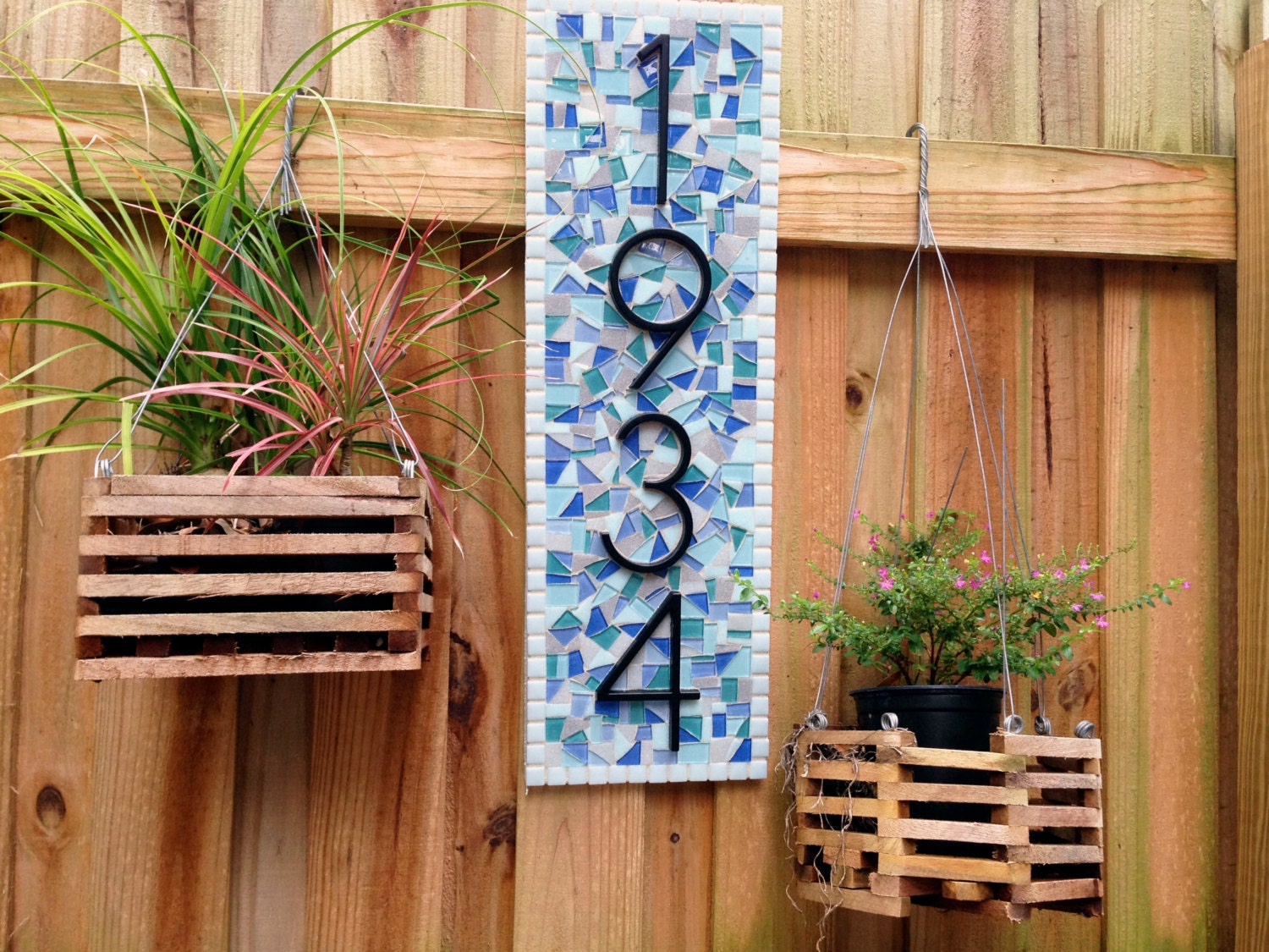 Vertical Address Sign, Outdoor House Numbers, Mosaic Address Plaque - Etsy