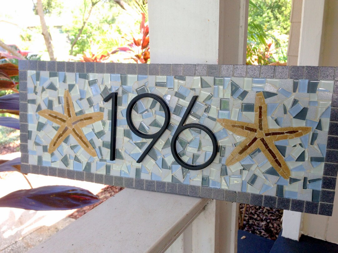 Mosaic Address Sign With Starfish - Etsy