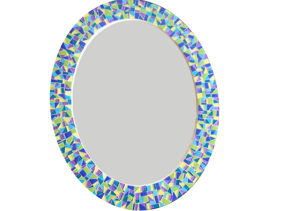 Oval Mosaic Wall Mirror in Blue, Purple, Green, Yellow - Etsy