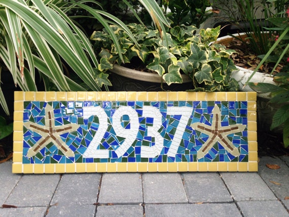 Address Sign Tropical Colors With Starfish Beach Theme House - Etsy