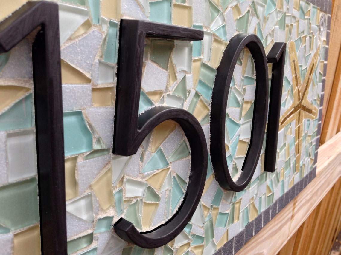 Mosaic Address Sign With Starfish - Etsy