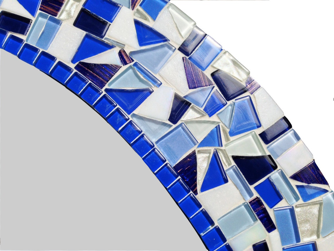 Oval Wall Mirror, Blue and White Mosaic Mirror - Etsy