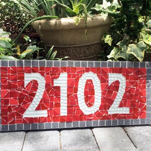 Red Address Sign / Mosaic Address Plaque / House Number Sign / Custom ...