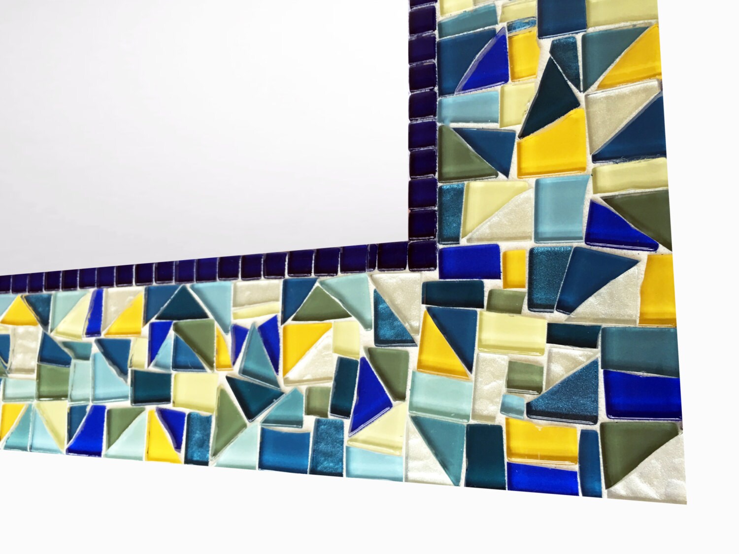 Large Mosaic Wall Mirror, Blue Yellow Green - Etsy