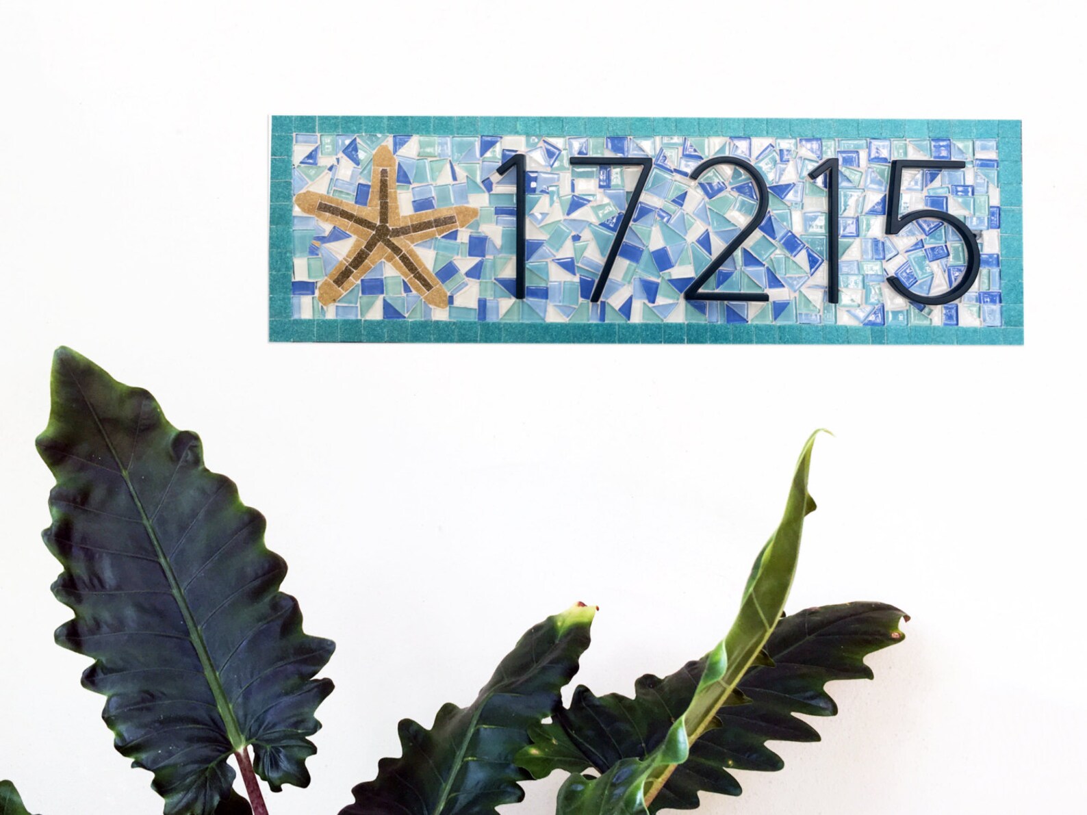 Mosaic House Number Sign With Starfish / Beach House Address | Etsy
