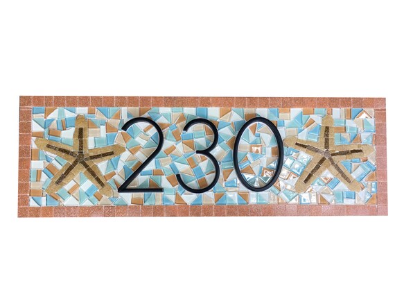 Mosaic Address Plaque Beach House Starfish House Numbers | Etsy