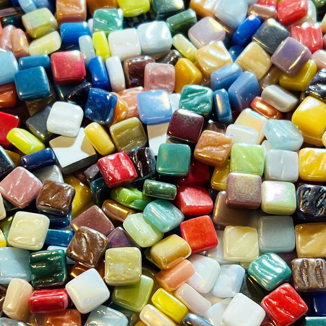 Multicolored Mosaic Tiles - 8 Mm Iridescent Square - 1/2 Lb - Small ...