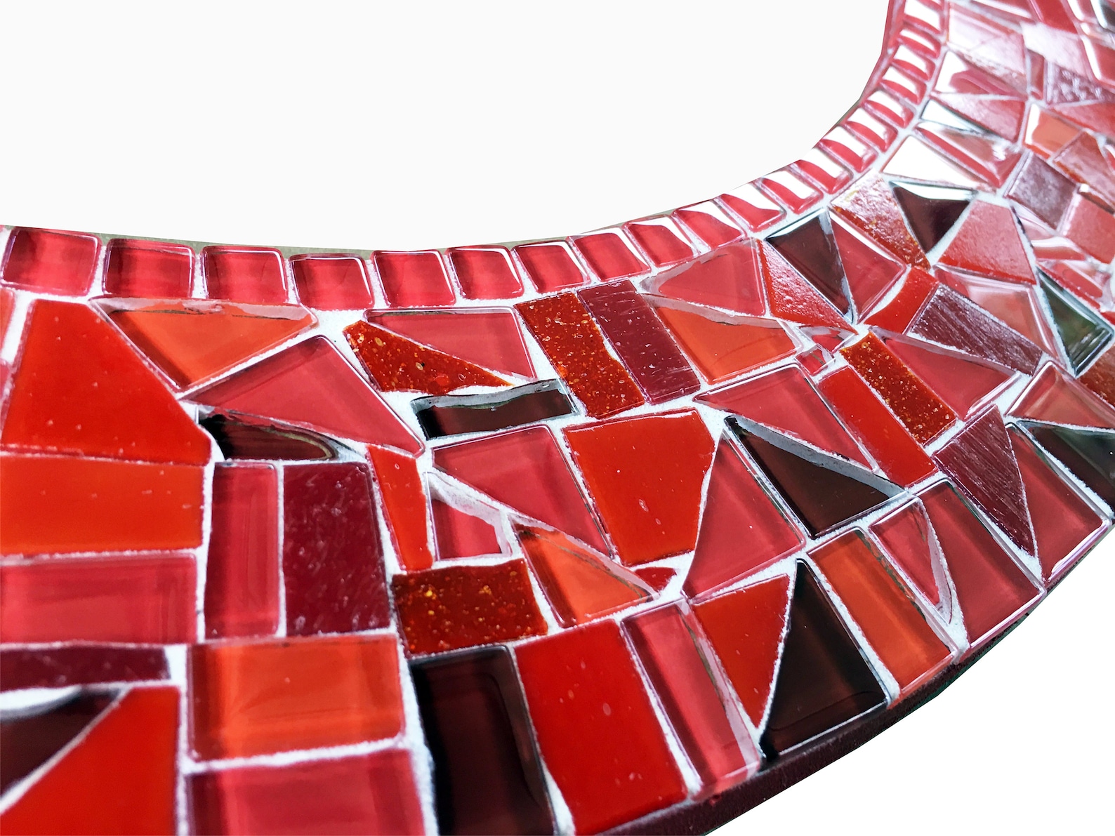 Red Mosaic Mirror Round Mirror Wall Mirror Red Home Decor - Etsy
