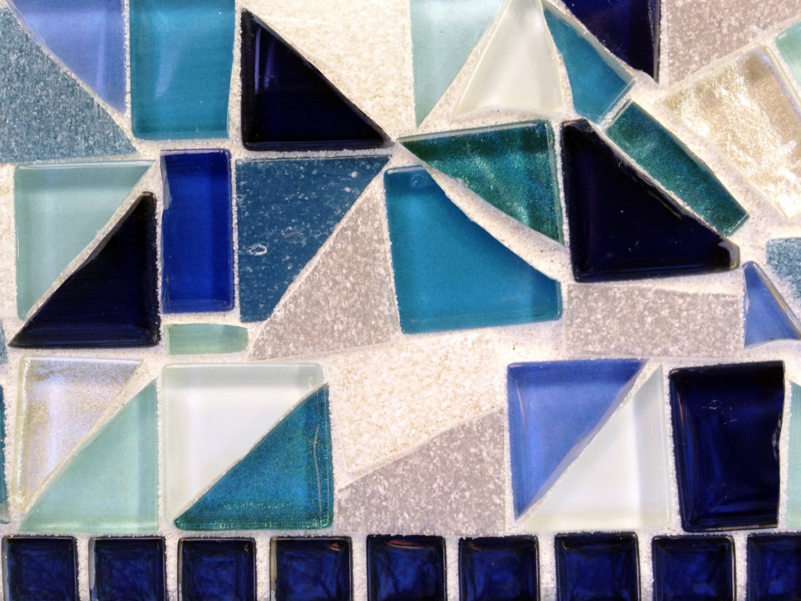 Large Wall Mirror in Blue, Gray, and Aqua Glass - Etsy