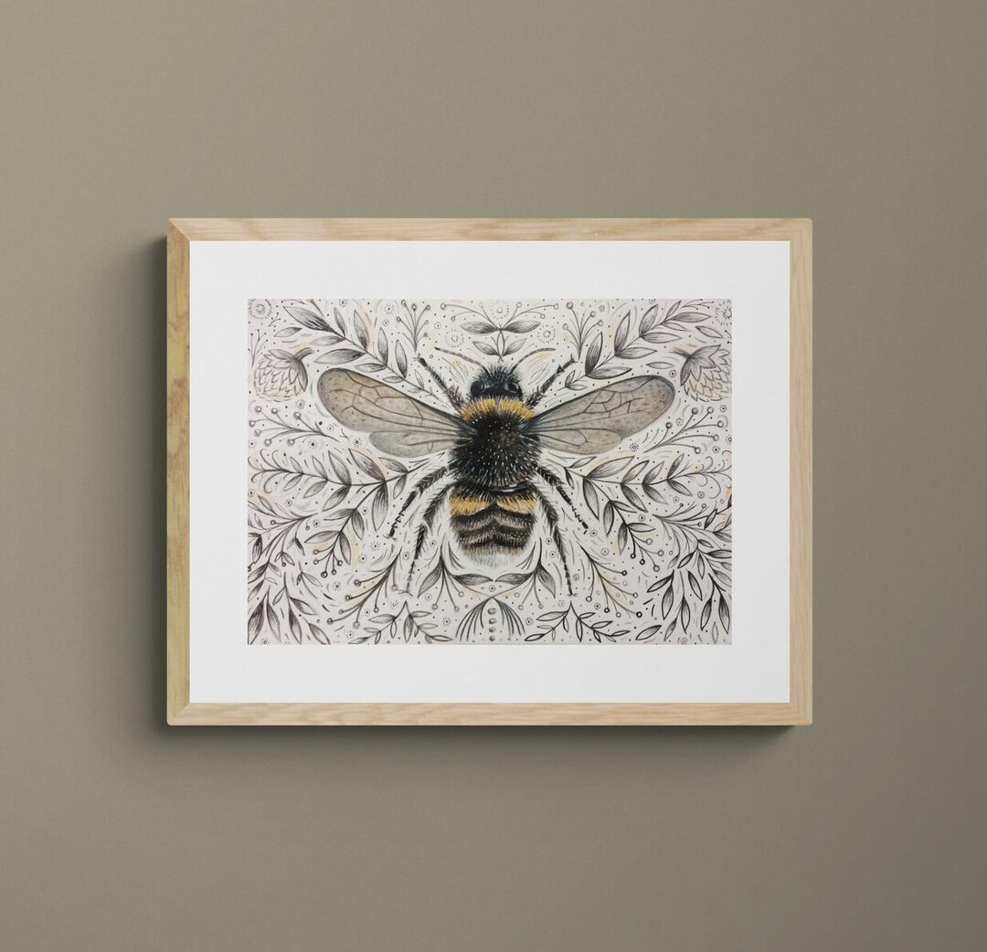 White Tailed Bumblebee A3 Fine Art Print; Bumblebee Giclee Print; Bee ...