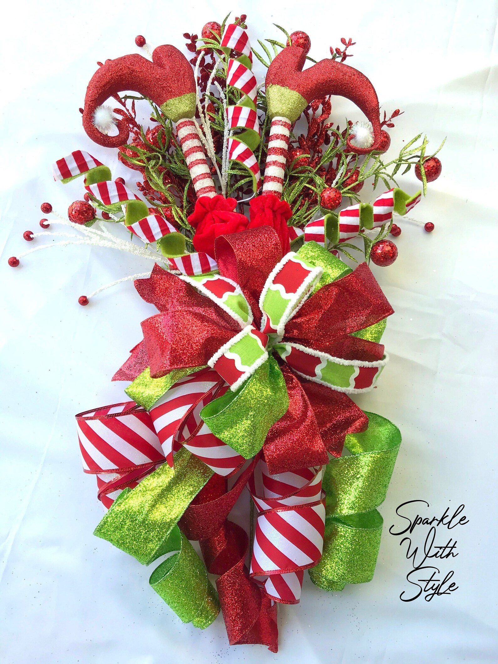 Elf Christmas Tree Topper Tree Topper Bow Elf Centerpiece - Etsy