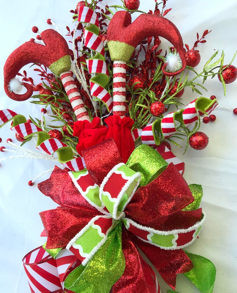 Elf Christmas Tree Topper Tree Topper Bow Elf Centerpiece - Etsy