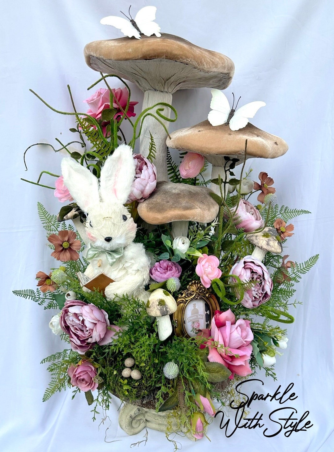 GIANT Whimsical Rabbit Arrangement - Floral Centerpiece - Alice in ...