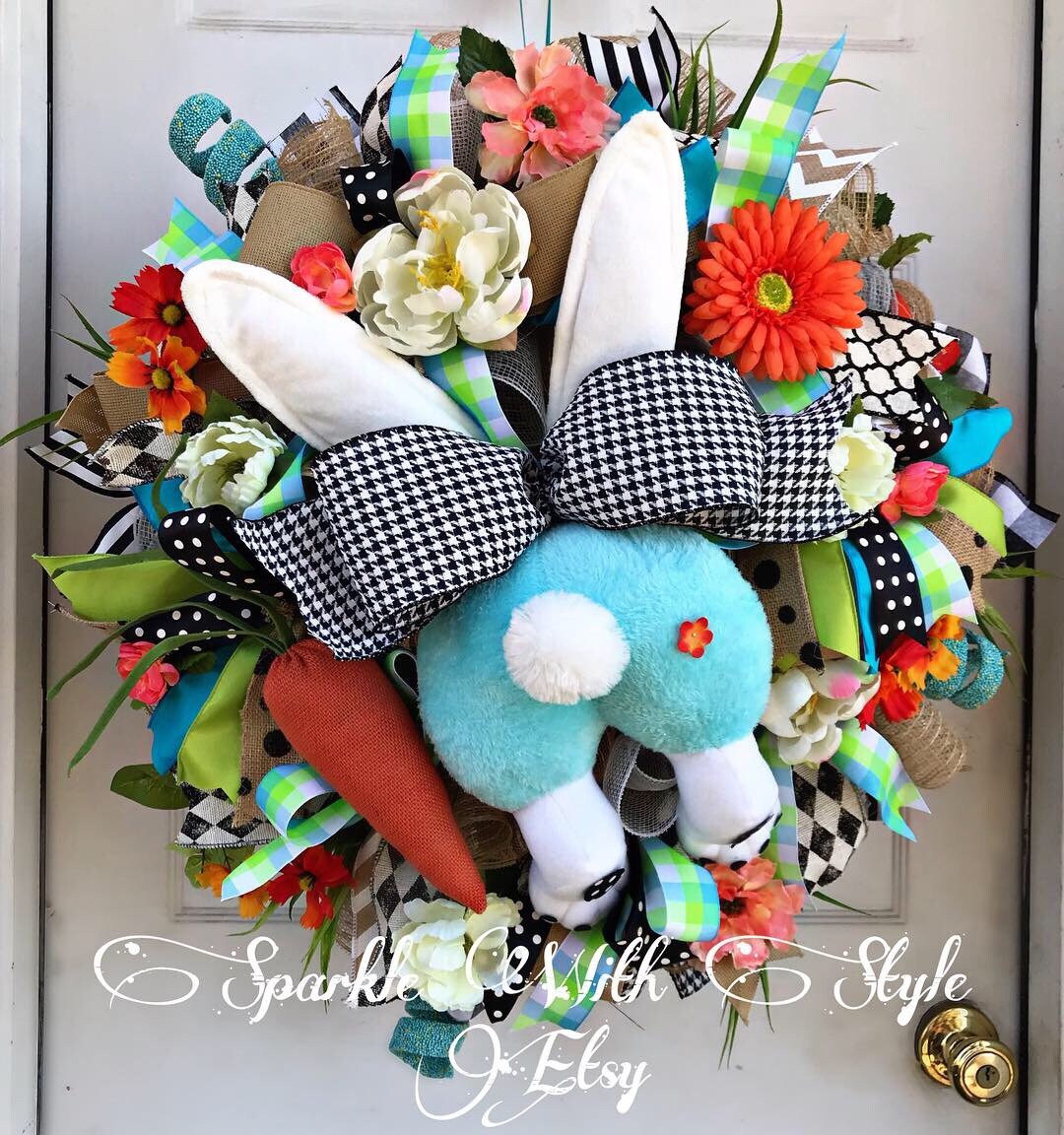 Teal Bunny Butt! Easter Bunny Mesh Wreath Wreaths Wreaths & Door ...