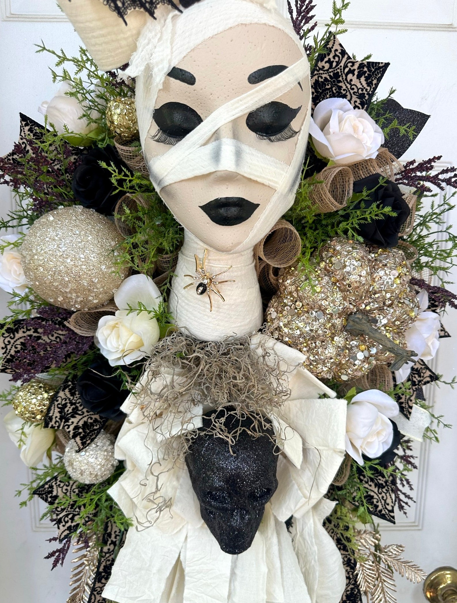 Mummy Wreath - Halloween Wreath for Front Door - Mummy Attachment ...