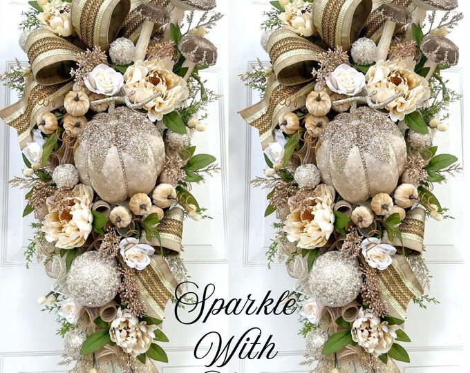 TWO Fall Teardrop Swag - Fall Decor - Fall Wreath for Door - Pumpkin ...