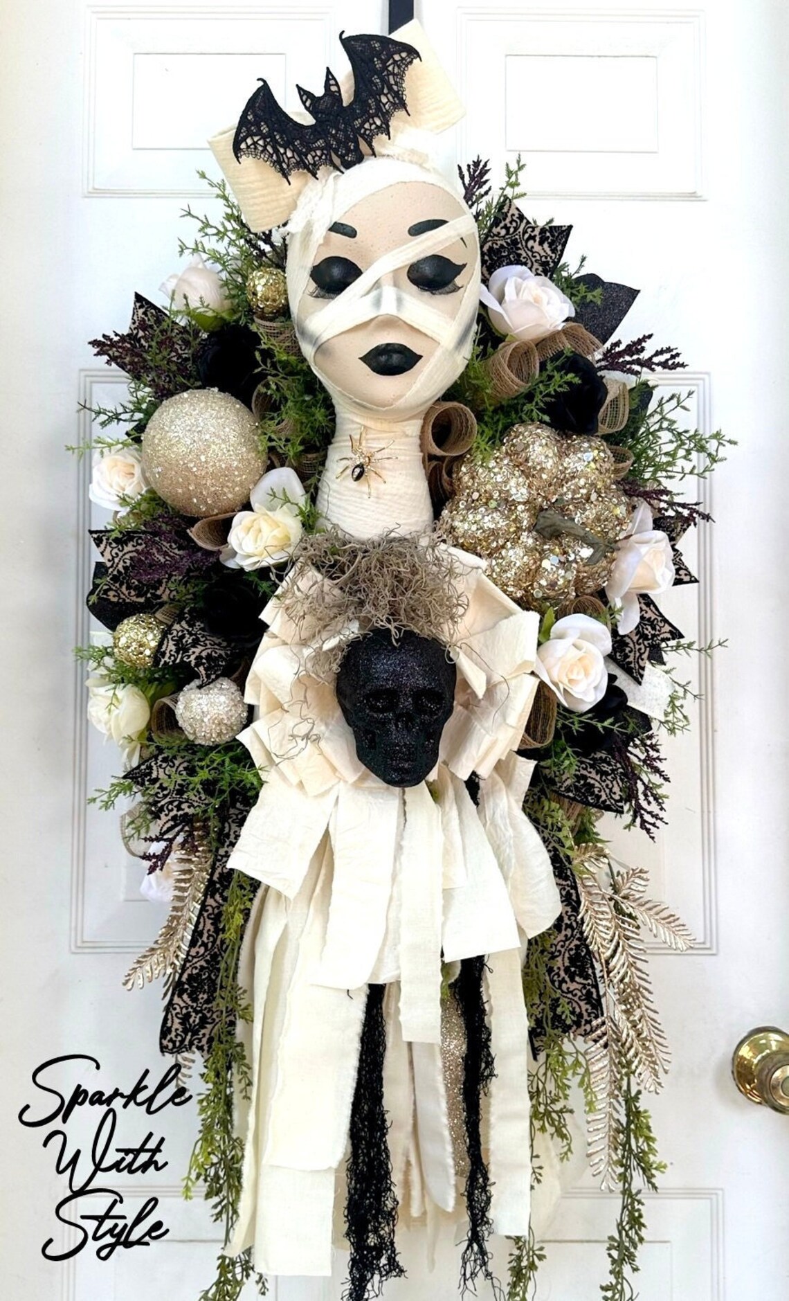 Mummy Wreath - Halloween Wreath for Front Door - Mummy Attachment ...