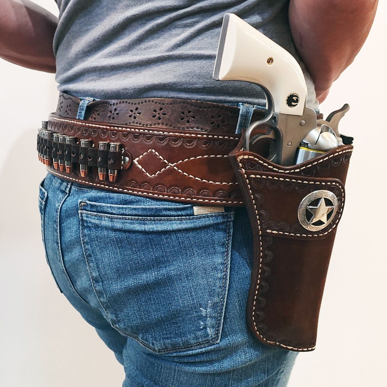Texas Ranger Inspired Leather Rig Double Holsters Western Style With ...