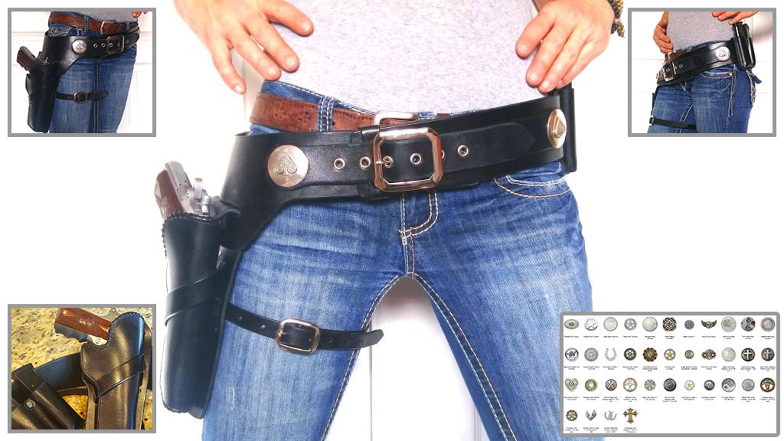 Gunfighter Rig With Solid Silver Wyatt Earp Conchos With Double ...