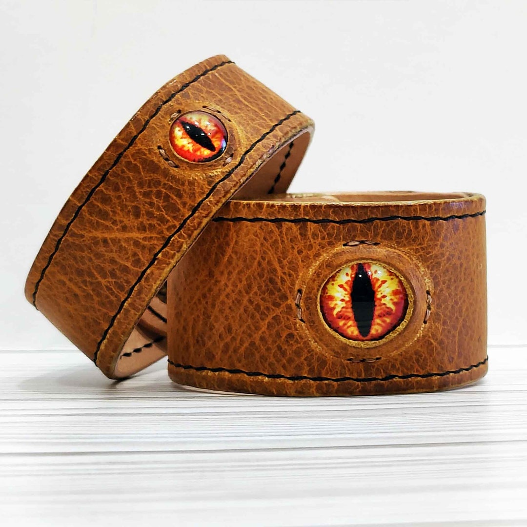 LOTR Eye of Sauron Leather Bracelet Lord of the Rings Jewelry Rustic ...