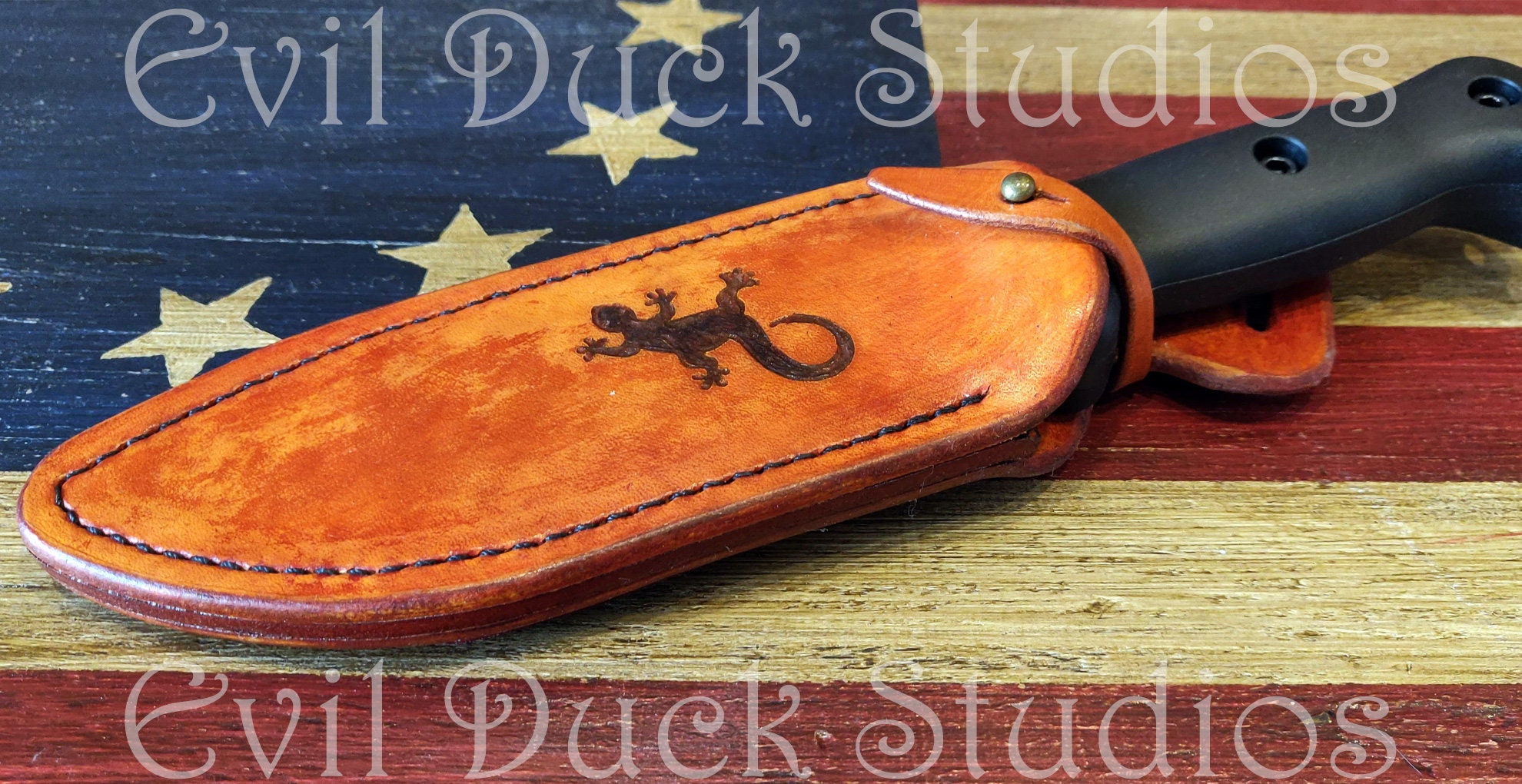 KA-BAR Becker BK2 Knife Sheath Behind Back Horizontal Leather Hand Made ...