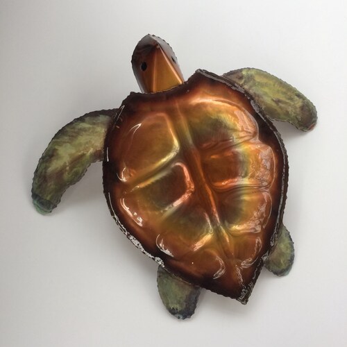Copper Sea Turtle/coastal Art/metal Nautical Decor/hand - Etsy