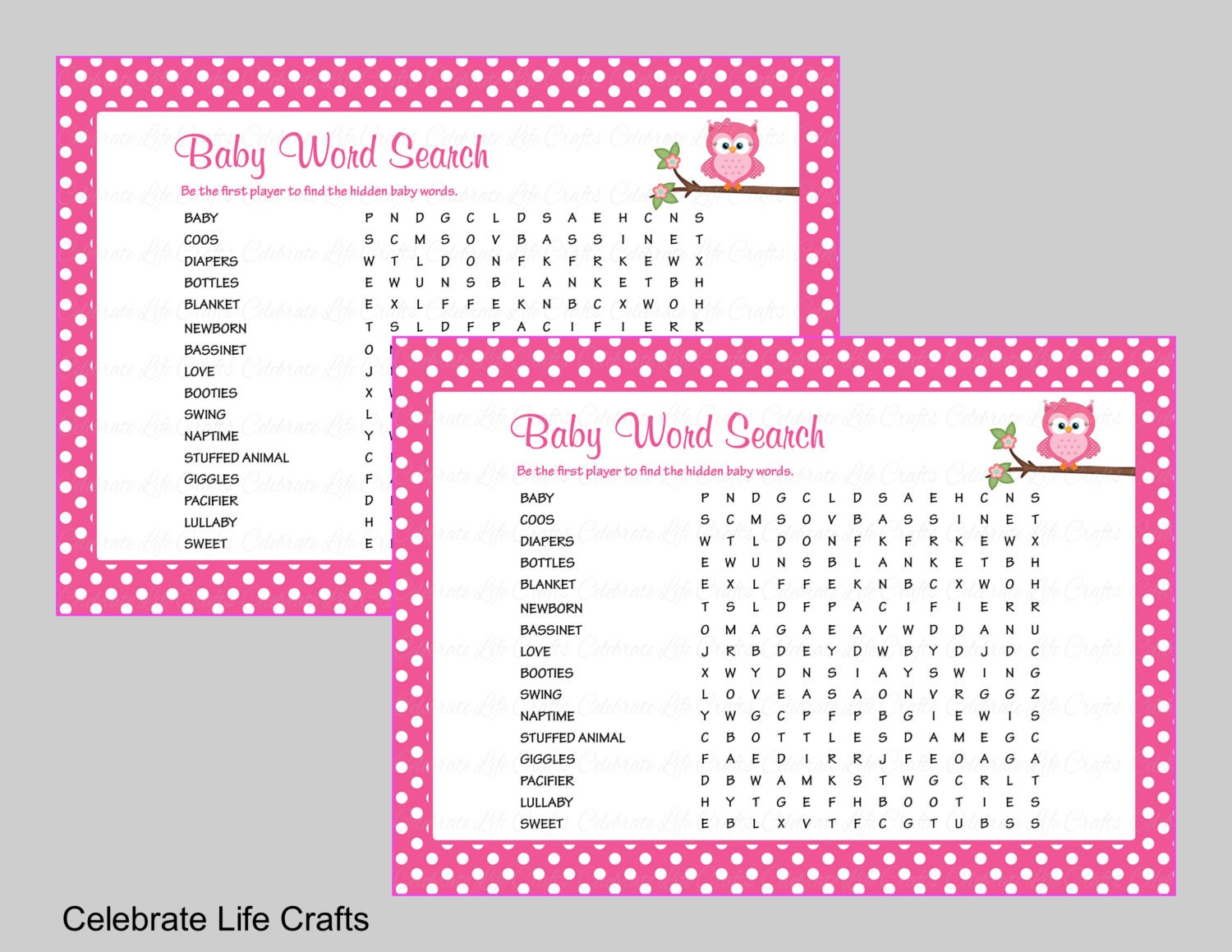 Baby Word Search Baby Shower Game With Answer Key Printable Baby Games ...
