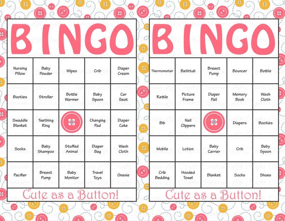 100 Baby Shower Bingo Cards - Printable Party Baby Girl - Instant ...