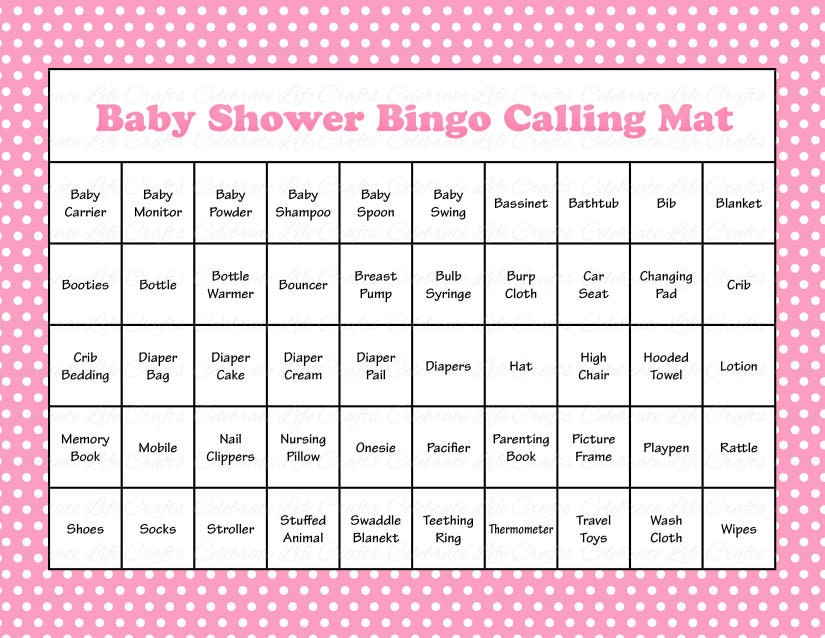 60 Baby Shower Bingo Cards Printable Party Baby Girl | Etsy