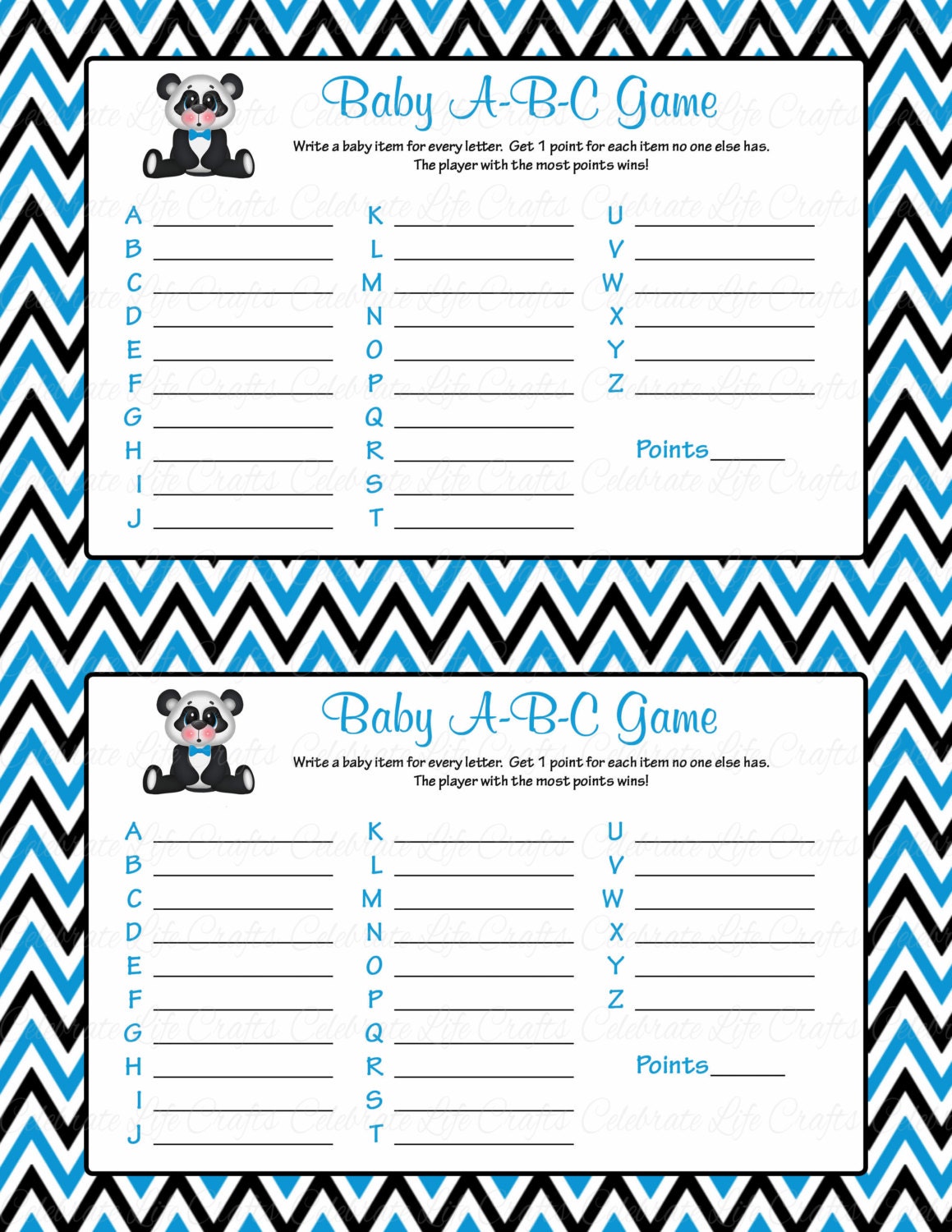 Baby ABC Game Baby Shower Game Printable Baby Shower Games Baby Boy ...