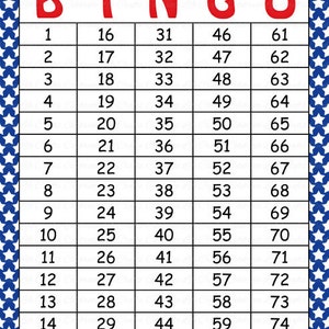 60 4th of July Printable Bingo Cards Patriotic Theme Stars - Etsy