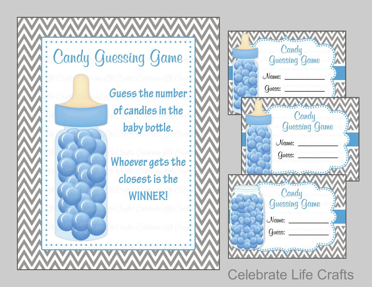 Baby Shower Candy Bottle Guessing Game Sign and Tags Baby Boy Owl Baby ...