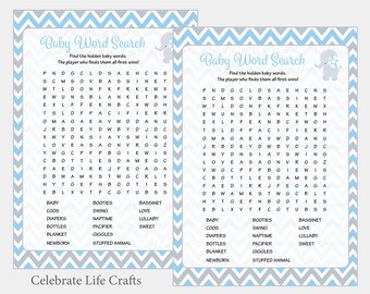 Elephant Baby Shower Game Name the Baby Animals Blue Boy - Etsy