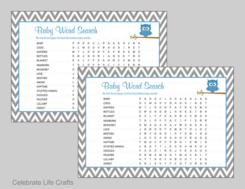 Baby Word Search Baby Shower Game With Answer Key Printable - Etsy